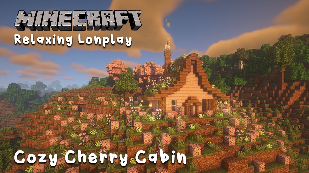 Minecraft Relaxing Longplay | 1.20 | Building a Cozy Cherry Cabin ...