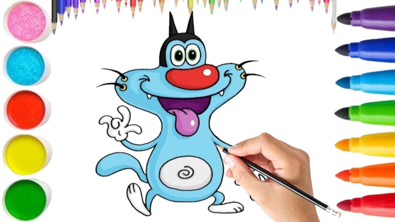How To Draw Oggy 🐱 // Drawing, Painting & Coloring For Kids and ...