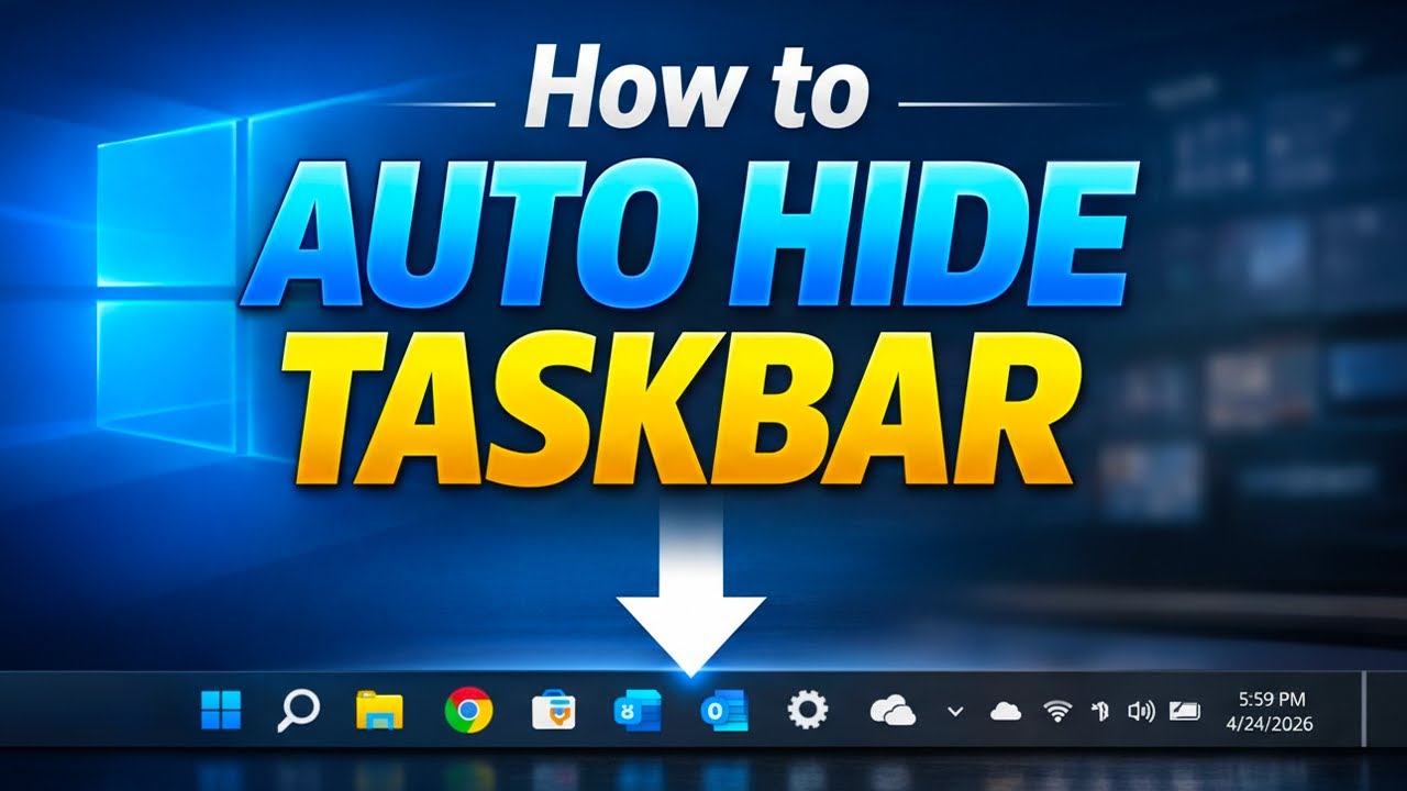 How to Auto-Hide Taskbar in Windows - YouTube
