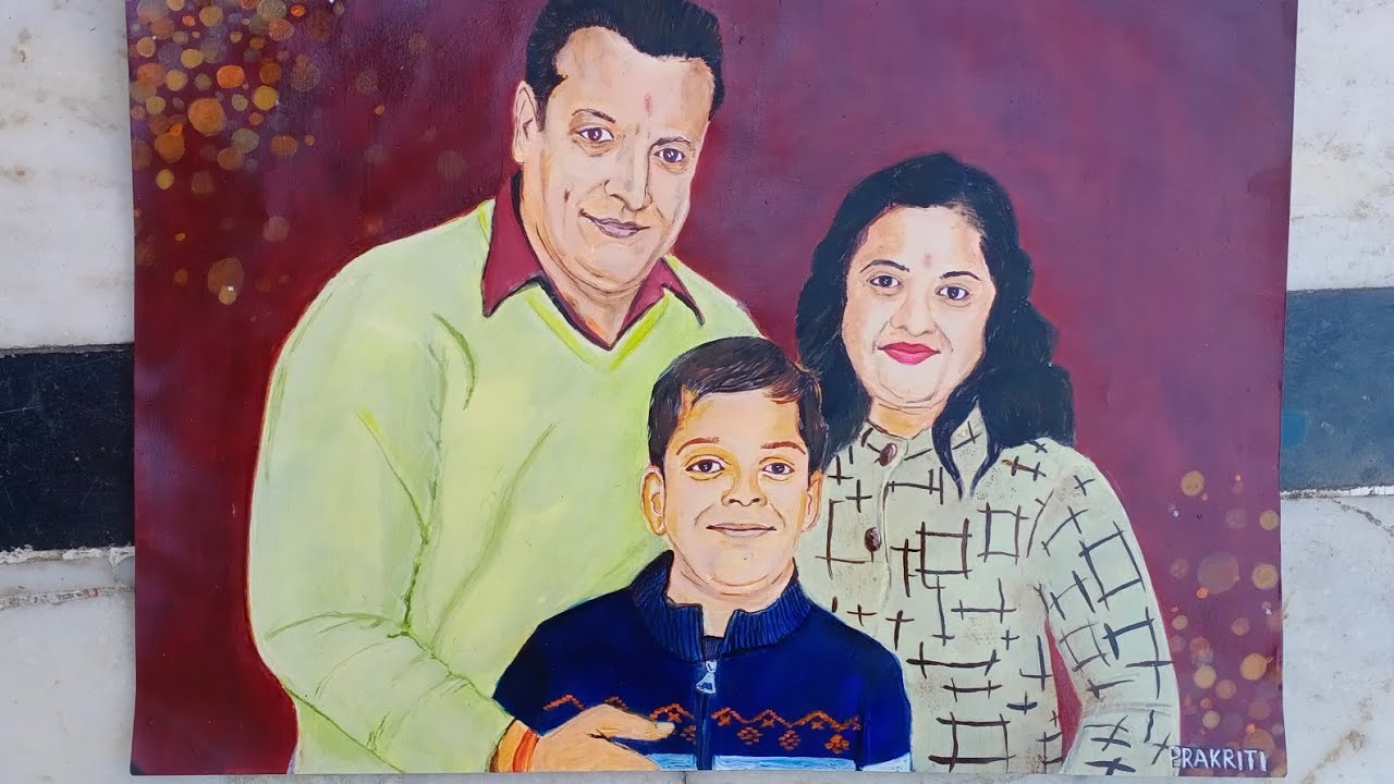 My first family portrait | family portrait #acrylicpainting #art - YouTube