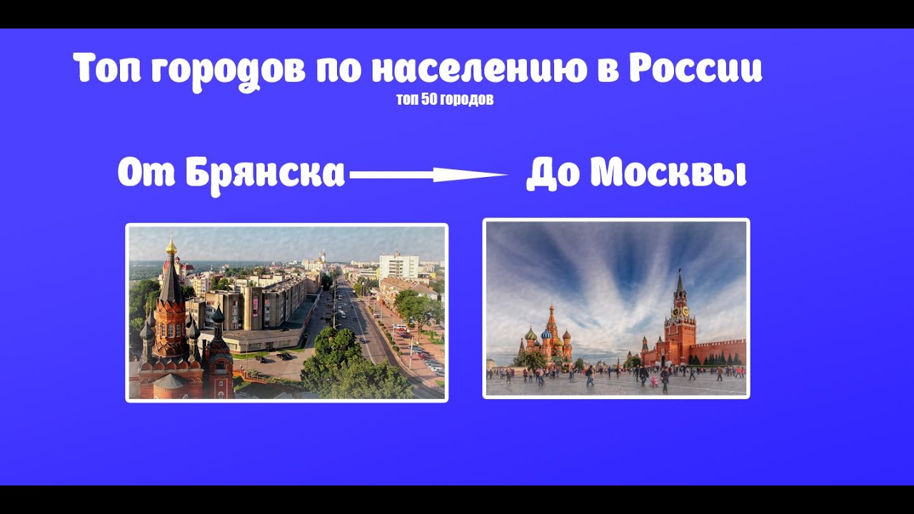 Топ 50 самых населённых городов России Youtube