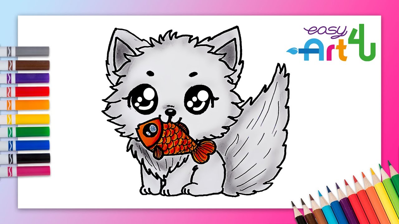 How to Draw an Arctic Fox - Easy step by step - YouTube