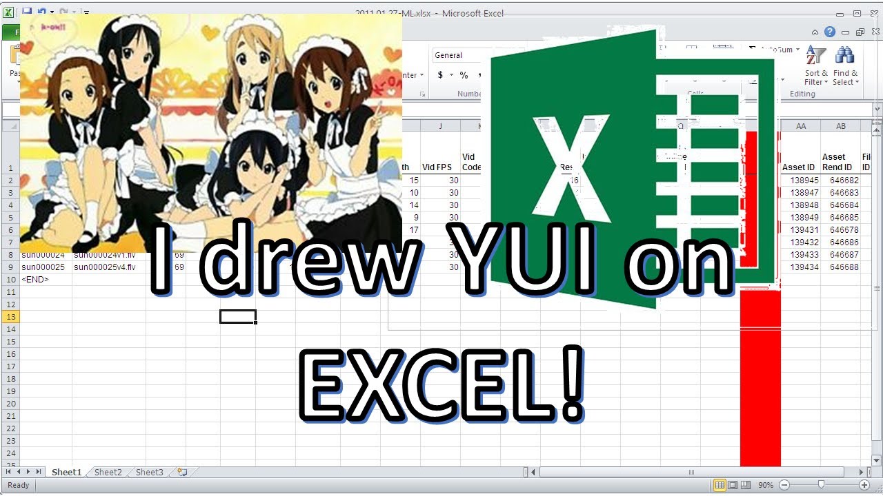 I drew a cute anime girl on EXCEL! - YouTube