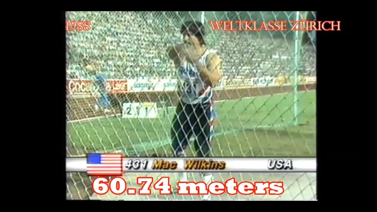 1988 Mac Wilkins (USA) DISCUS 60.74 meters at the Weltklasse Zürich ...
