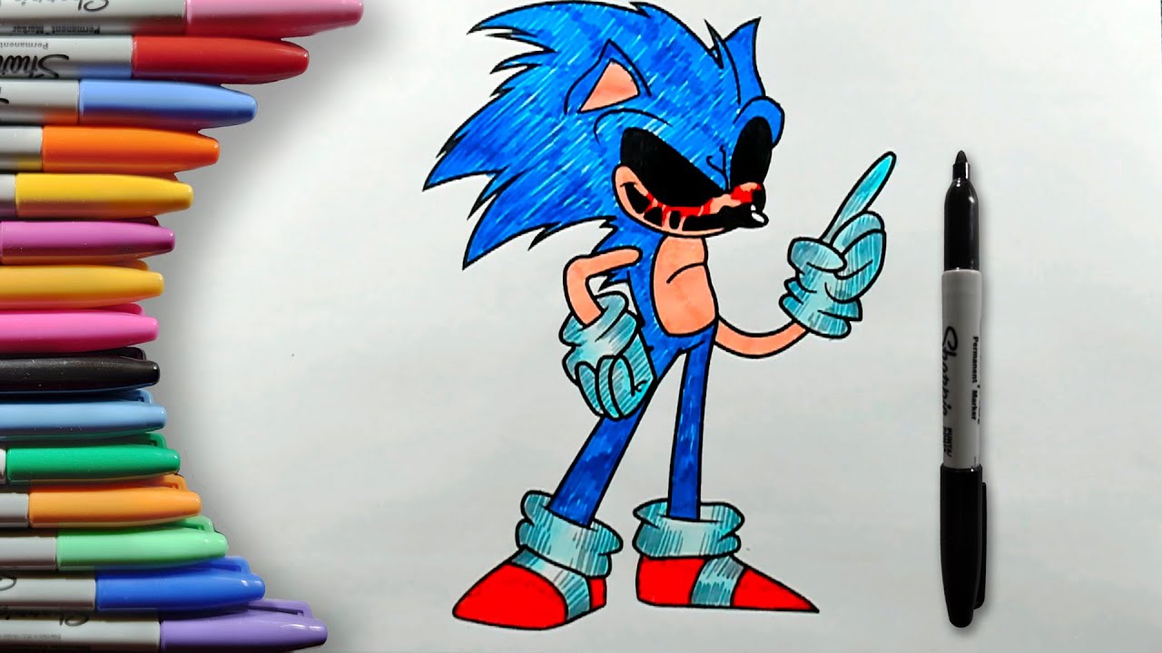 How to Color Sonic Exe Step by Step Easy Coloring pages for Kids and ...