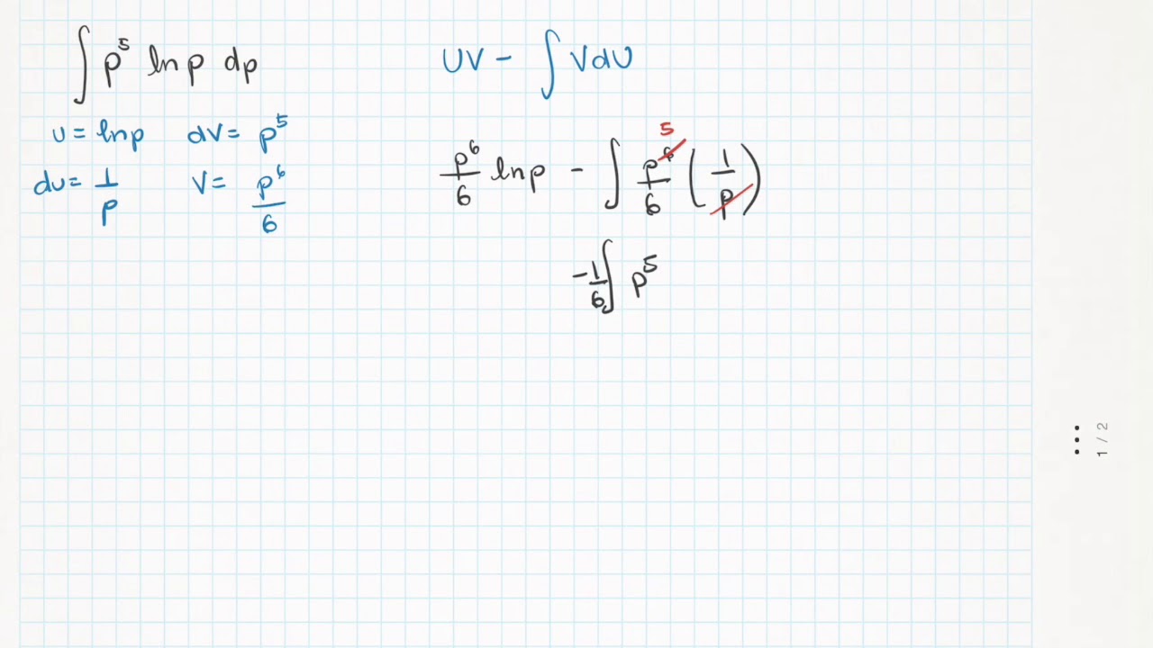 Integral de (p^5)(lnp) - YouTube