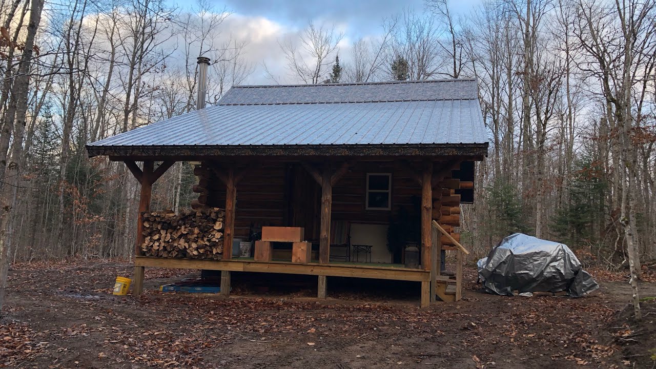 A lot to do before snow Off grid log cabin - YouTube
