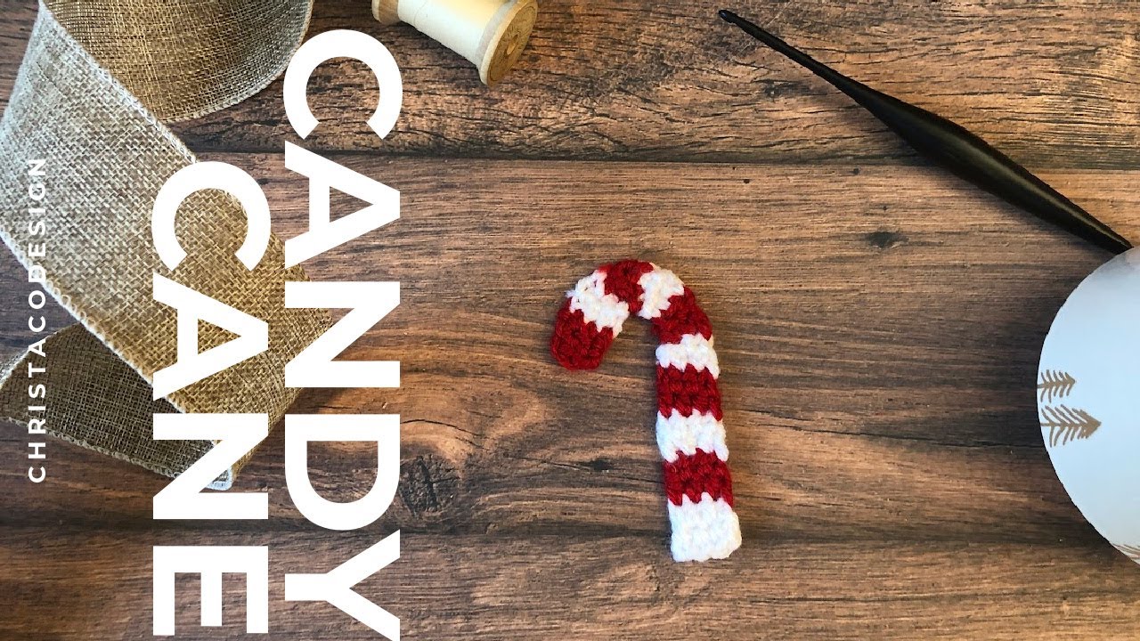 How to Crochet a Flat Candy Cane Video Tutorial Christmas Candy Cane ...