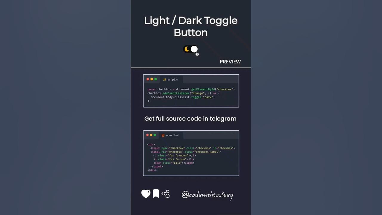Light -Dark Toggle button π #html5 #programming #subscribe # ... Light -Dark Toggle button π #html5 #programming #subscribe # ...