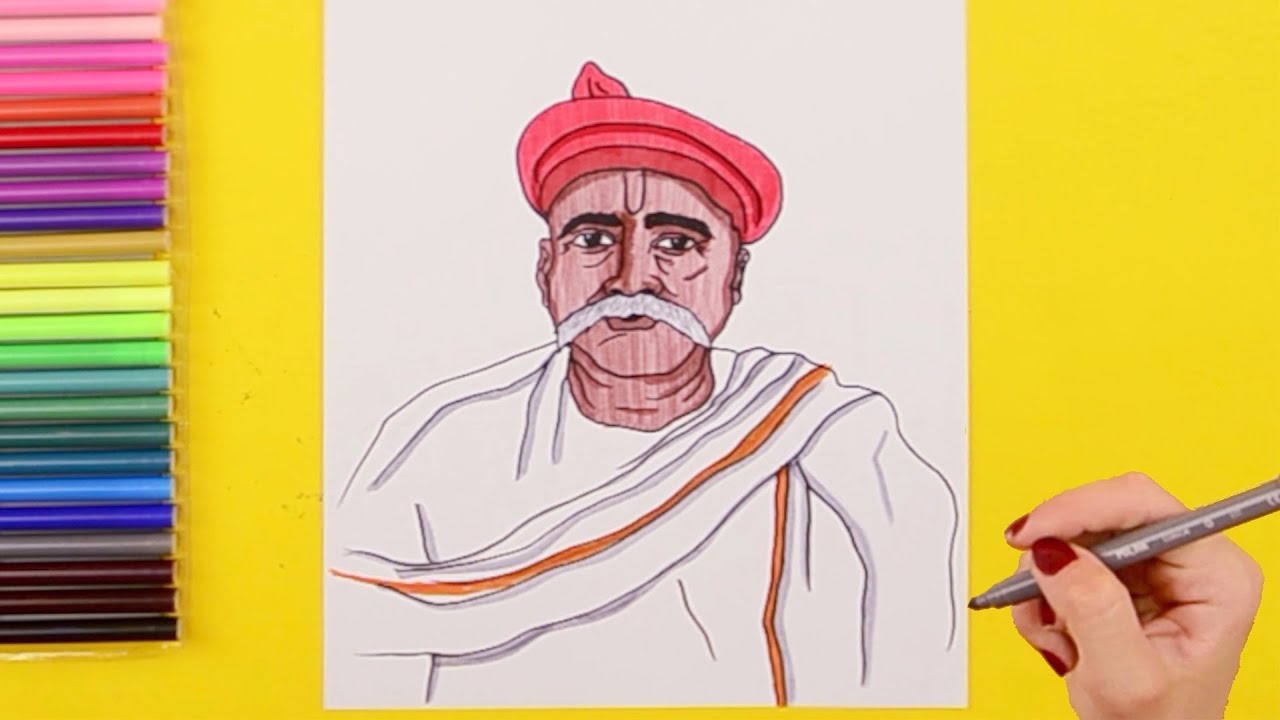 How to draw Bal Gangadhar Tilak - YouTube