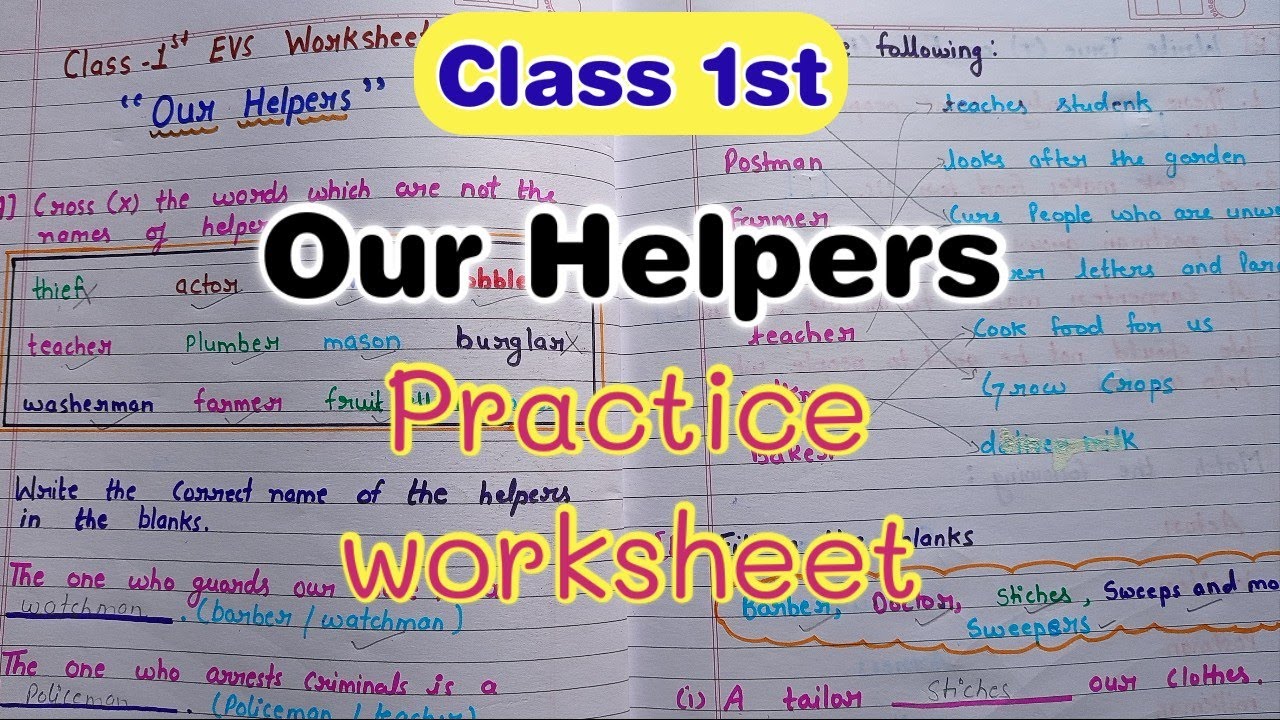 Class 1 Evs Our Helpers|Our Helpers Worksheet for Class 1|Class 1 Evs ...