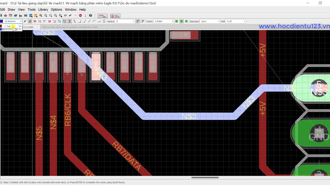 Eagle|Layout: Bài 17-Sắp xếp linh kiện đi dây và phủ đồng/Eagle PCB ...