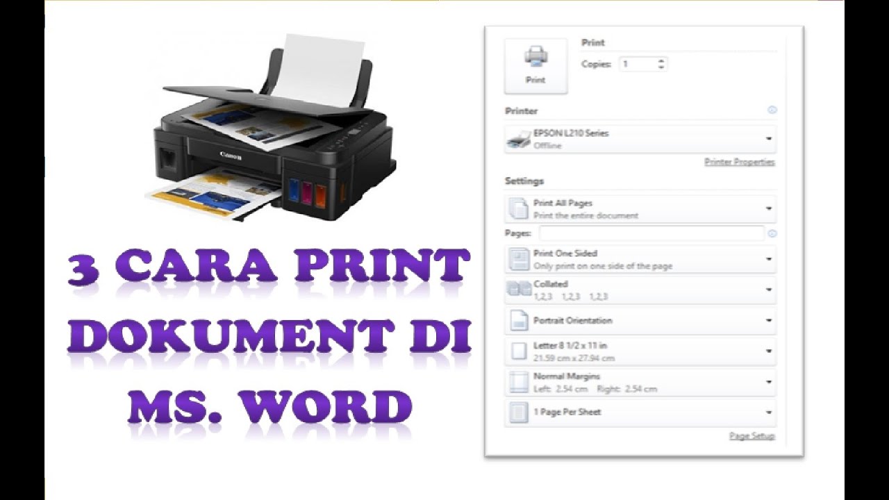3 Cara Print Dokumen di Microsoft Word - YouTube