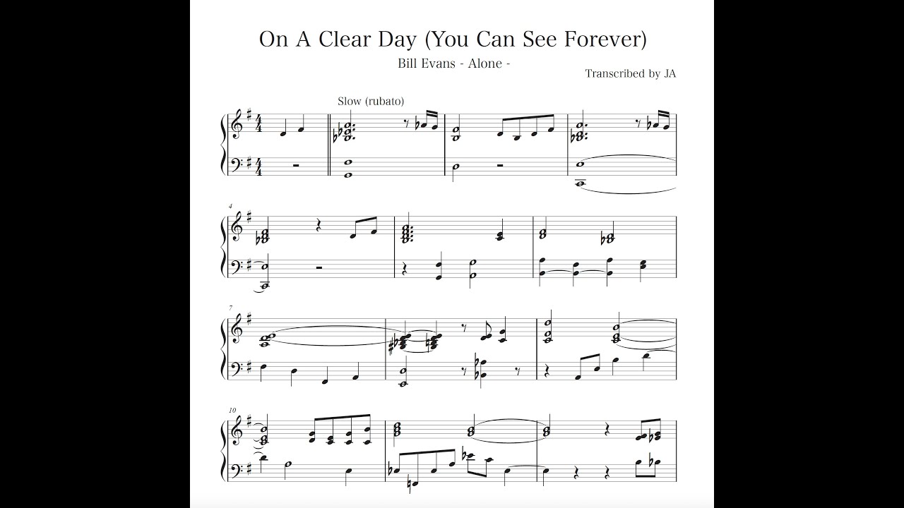 "On A Clear Day (You Can See Forever)" Bill Evans solo piano ...
