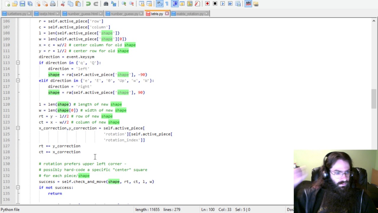 Let's Code Python: Tetris, Part 8 - YouTube