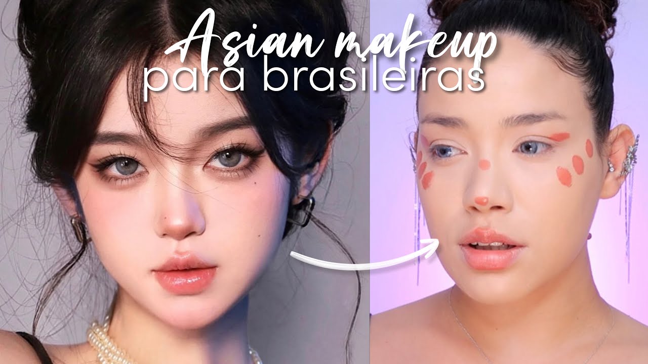 Como fazer maquiagem Douyin/Coreana em brasileiras | Referencias - YouTube