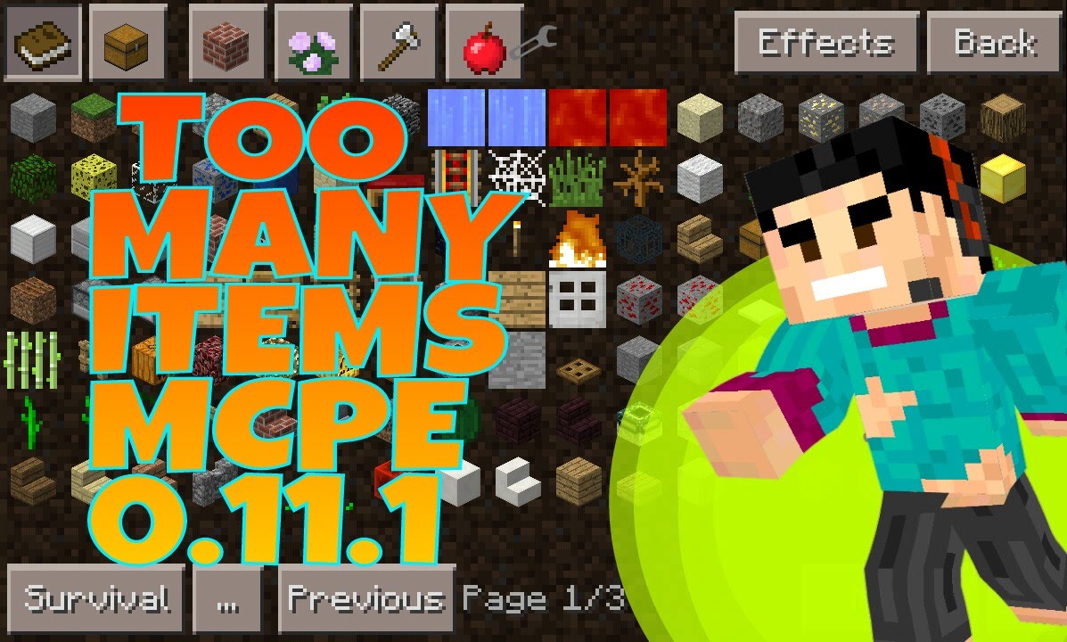 Too Many Items V2 para MINECRAFT PE 0.11.1 - YouTube