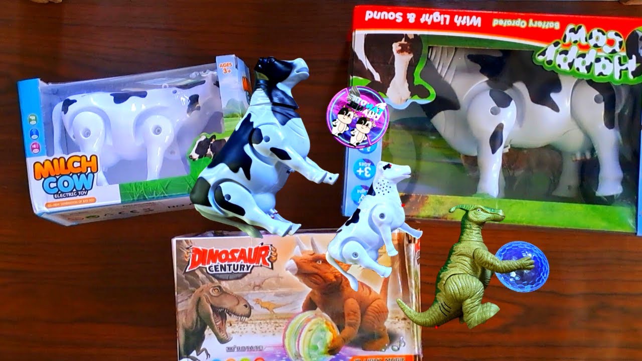 unboxing toy animals cows dinosaurs and cows Assembling a toy #cow # ...