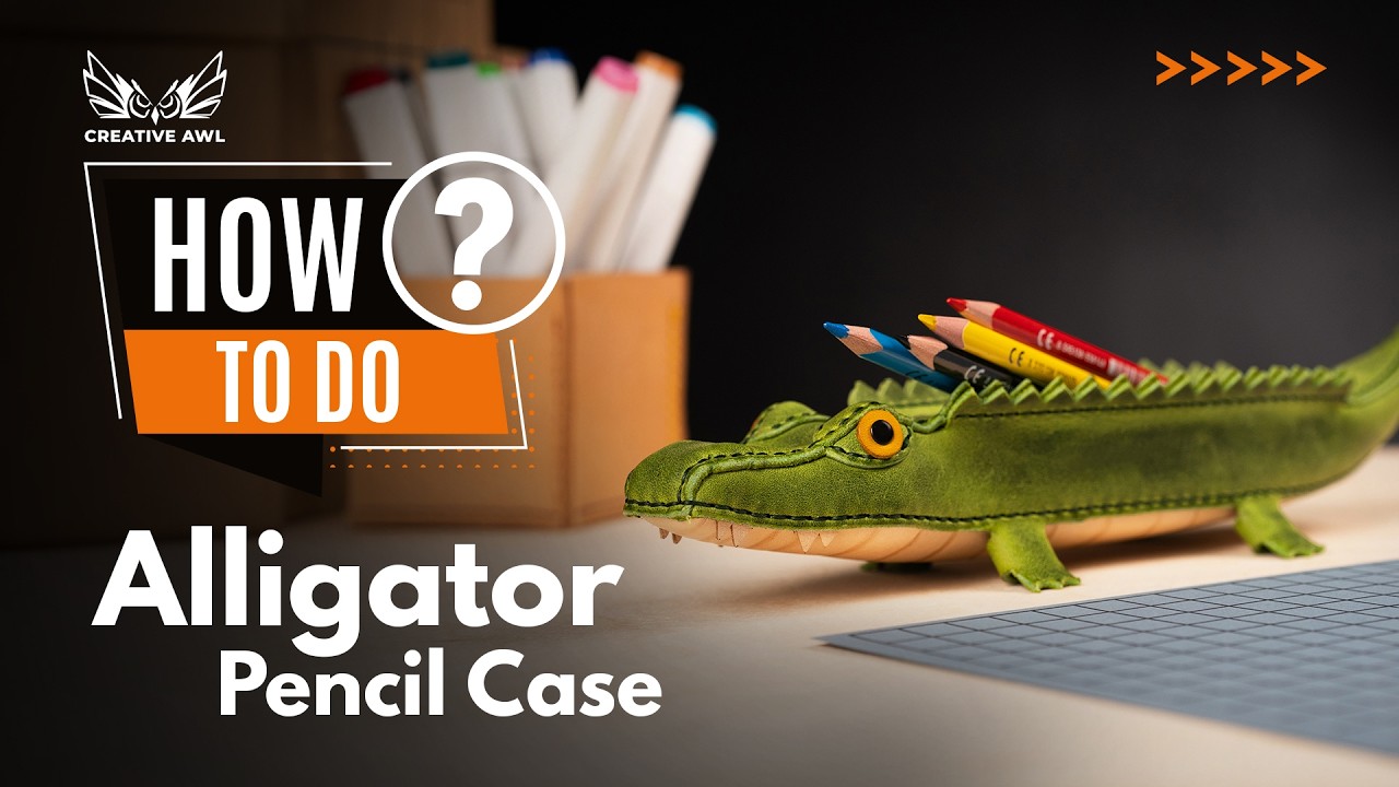 Alligator pencil case DIY Leather tutorial - YouTube