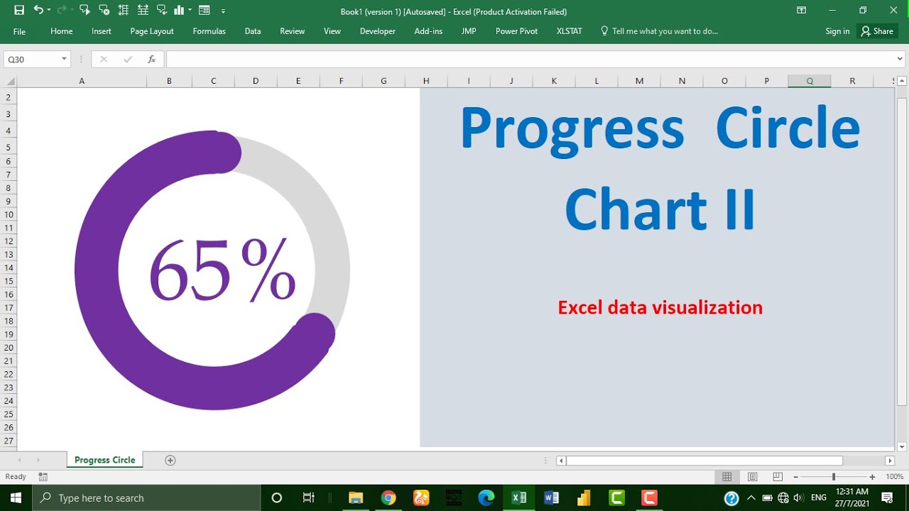 Progress Circle Chart II using Excel 2016 - YouTube