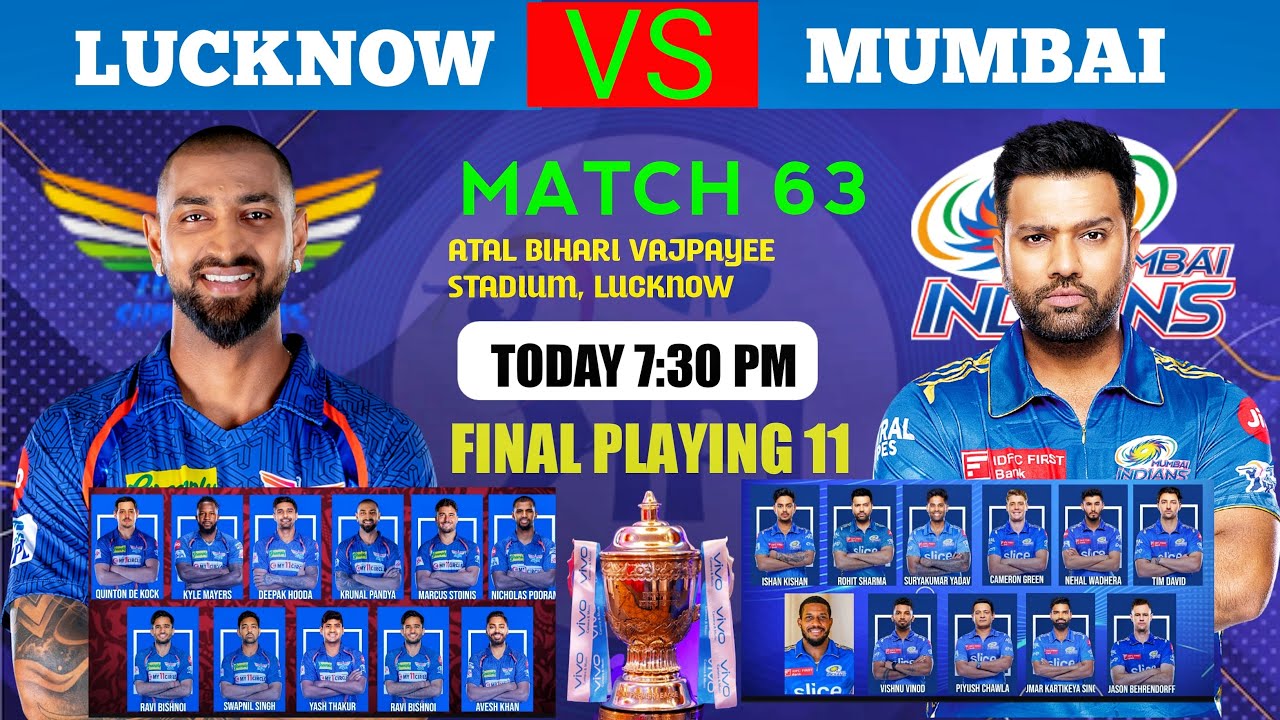 IPL 2023 Match-63 |Mumbai Indians vs Lucknow Match Playing XI |MI VS ...