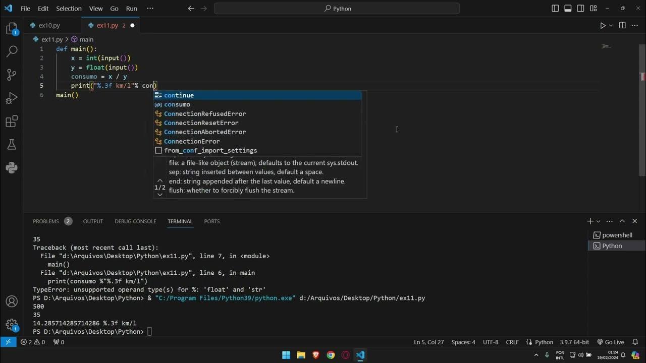 Exercício 1014 - Consumo - Resolvido em Python - Beecrowd - YouTube