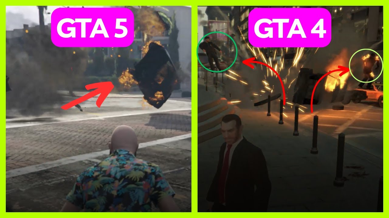 Explosions in GTA V vs GTA 4 - YouTube
