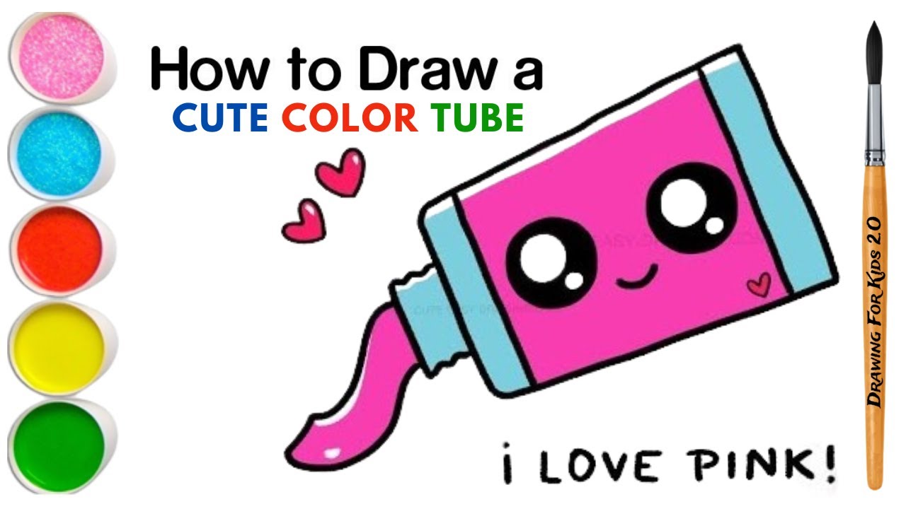 How to Draw a Cute Color Tube Easy Drawing and Coloring for Kids and ...