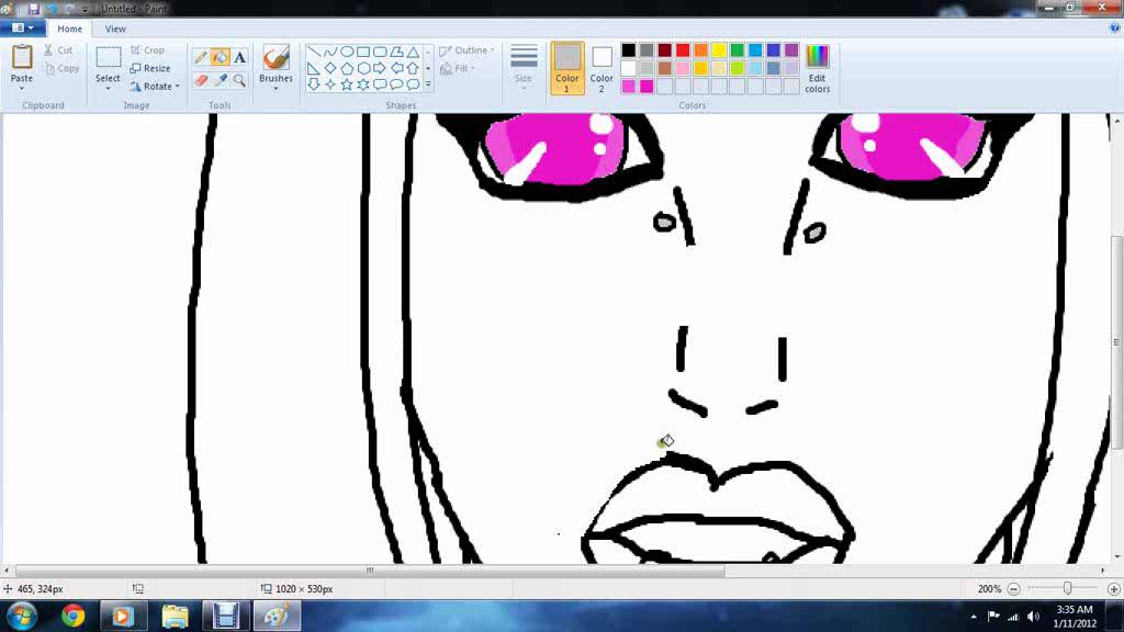how to Draw a Scene girl on Ms paint - YouTube