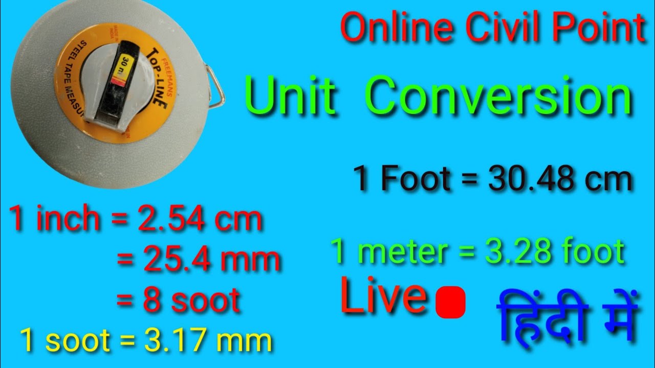 unit conversion | Ench, Foot , metre | Civil engineering - YouTube