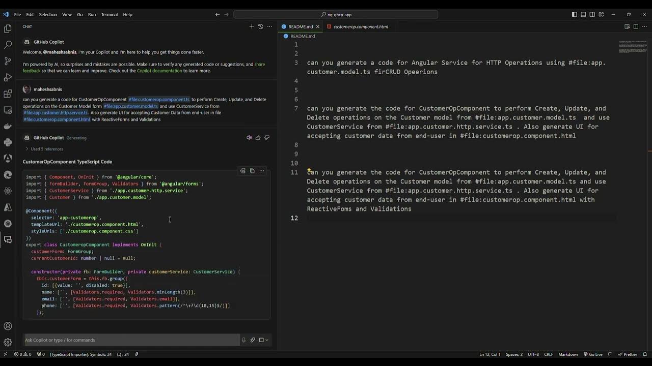 GHCP 3: Angular Creating ReactiveForms COmponents with Data Validations - YouTube