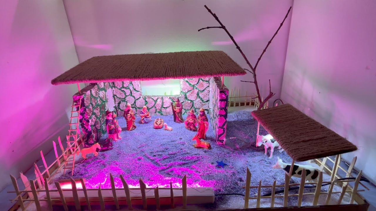 DIY Christmas Crib , simple Christmas crib model , - YouTube