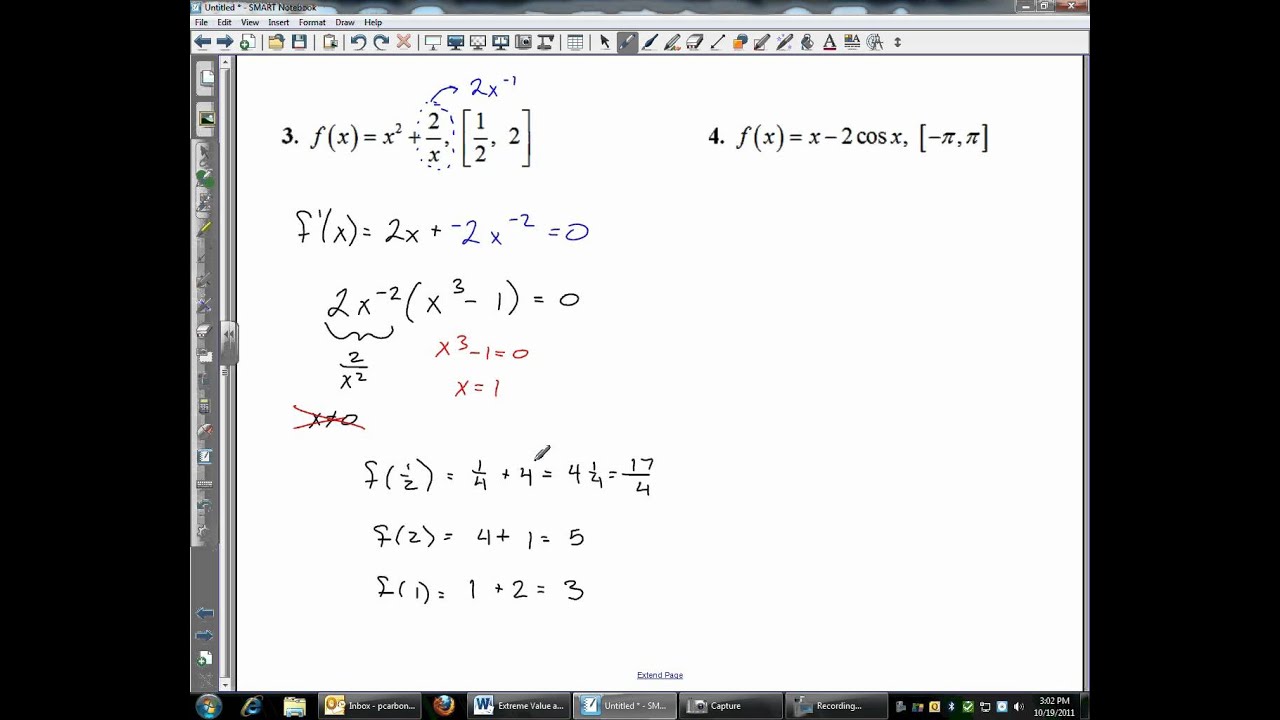 Extreme and Mean Value Theorems - YouTube