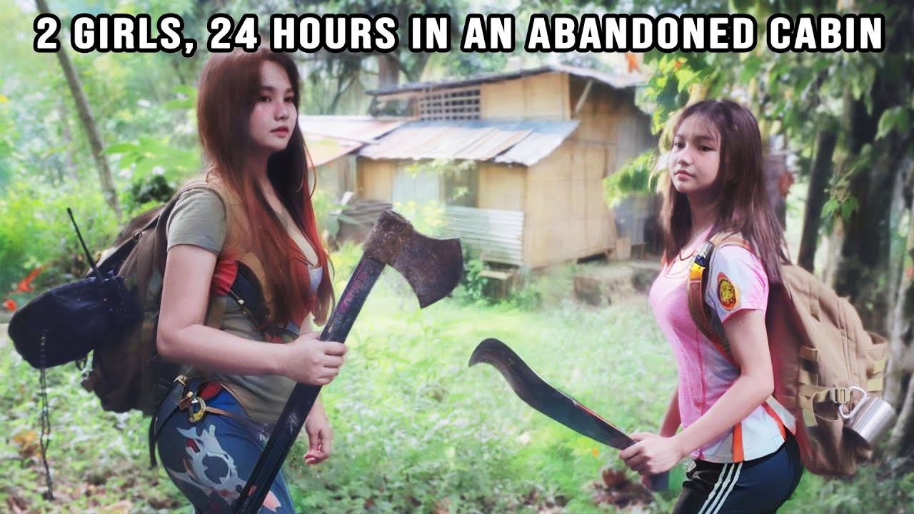2 GIRLS, 24 hours in an abandoned CABIN ASMR - YouTube