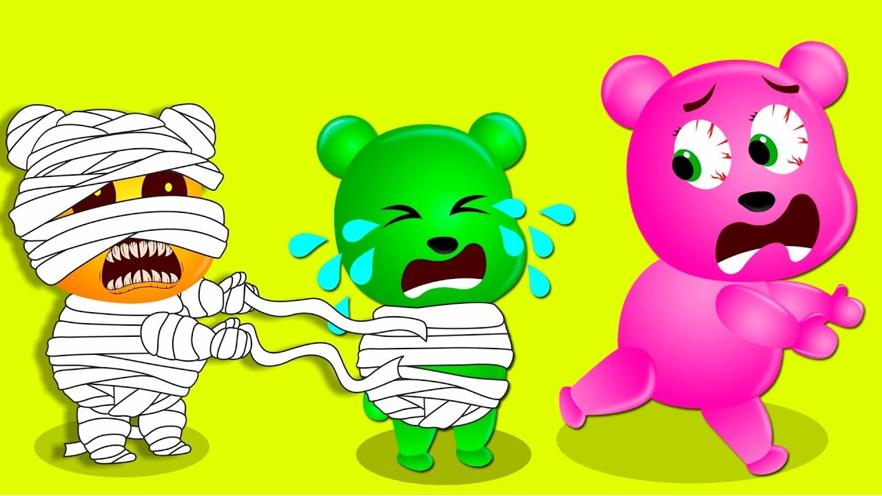 Mega Gummy Bear crying painting for children finger family songs Gummy ...