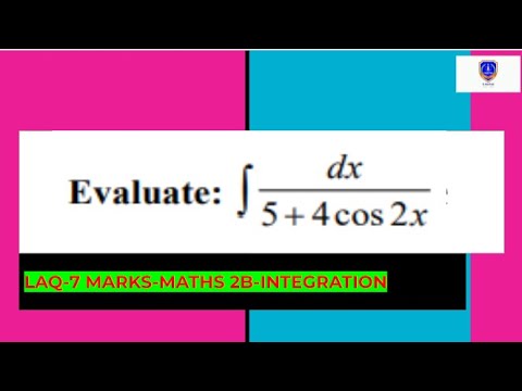 integral 1/ (5+4 cos 2x) dx = - YouTube