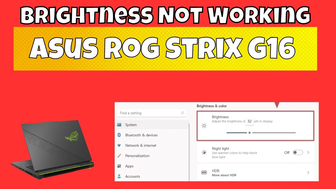 How to fix in Asus Rog Strix G16 Brightness Not Working Problem - YouTube