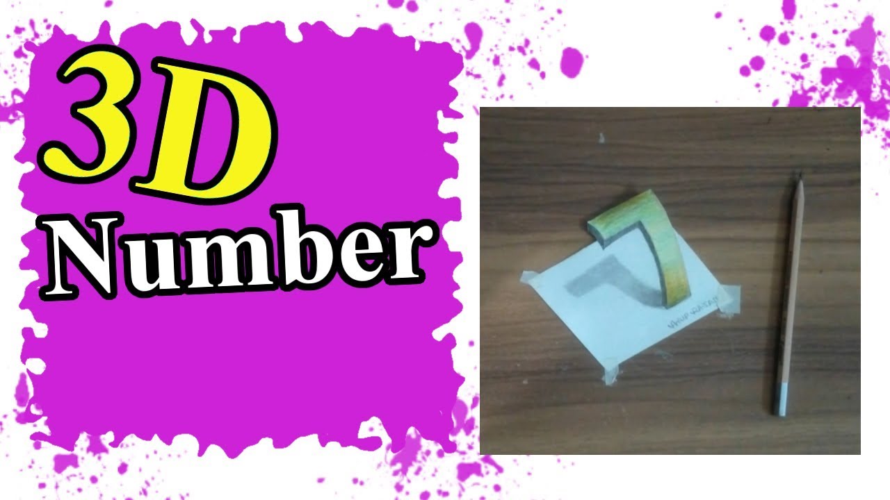 Speed Drawing - How to Draw 3d number 7 On Paper - YouTube