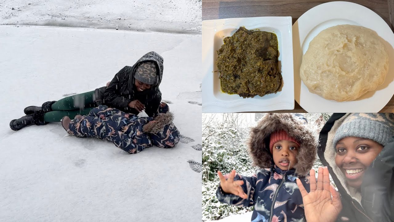 Cassava Leaves Stew with Fufu|My Son's First Snow ️+Guteka Isombe N ...