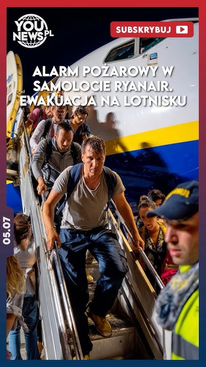 Alarm pożarowy w samolocie Ryanair. Ewakuacja na lotnisku (05.07) - YouTube