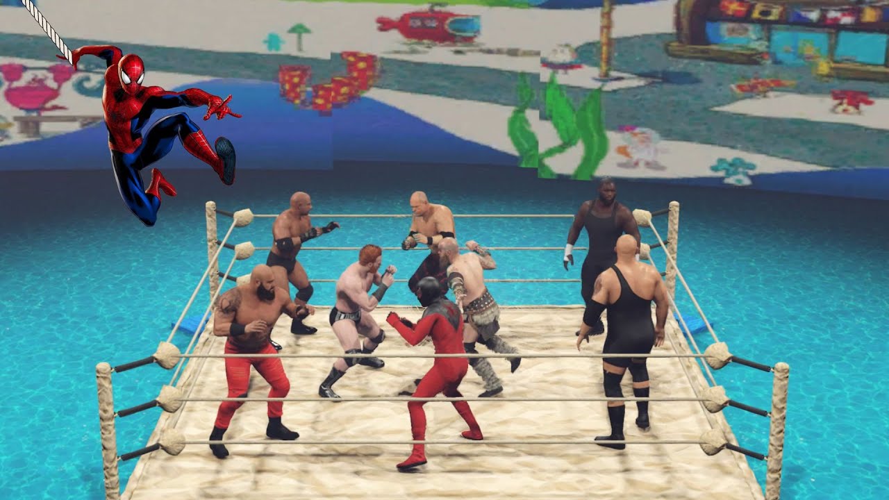 royal rumble water pool full match wwe 2k23. - YouTube