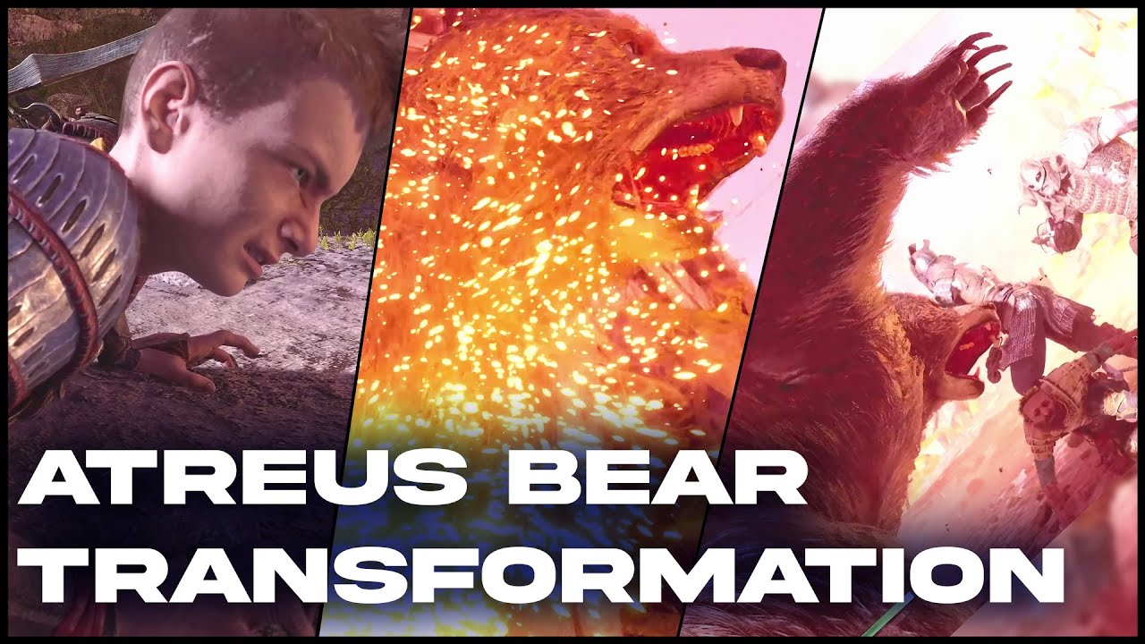 Atreus turns into Bear to Save Sindri | Atreus Bear Form - YouTube