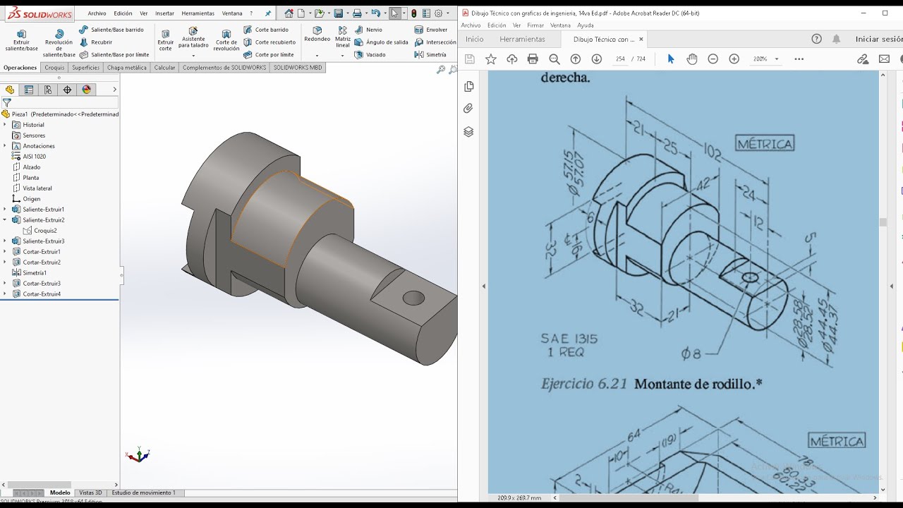MONTANTE de rodillo en Solidworks 2019 - YouTube