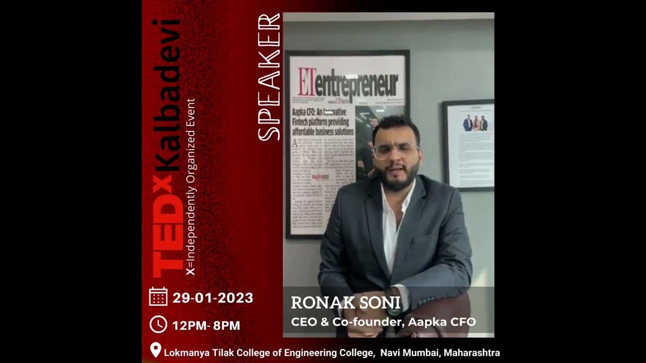 TedxKalbaDevi | Speaker | Ronak Soni || - YouTube
