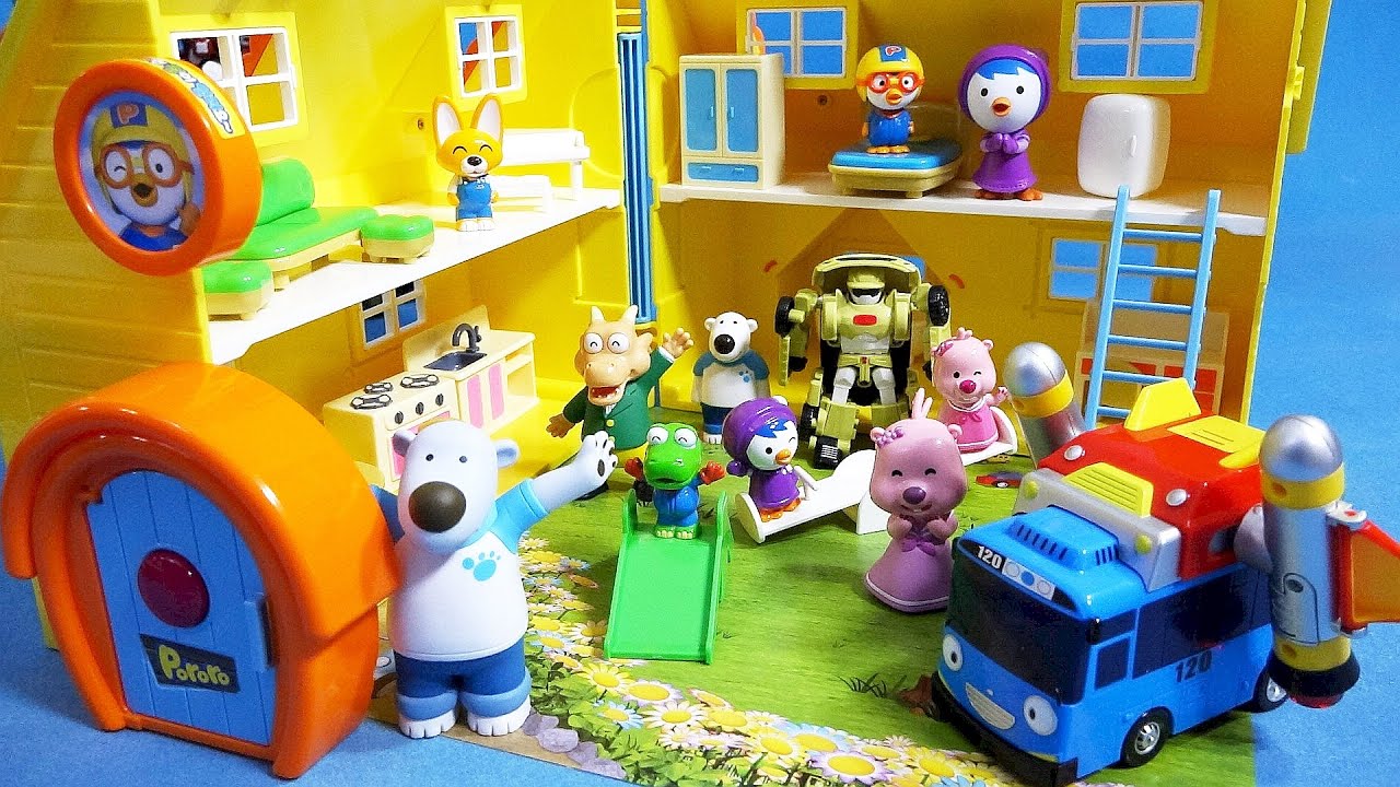 뽀로로(Pororo) 즐거운 뽀로로 하우스 또봇 타요 장난감 놀이 Pororo House & Tobot Tayo toys ...