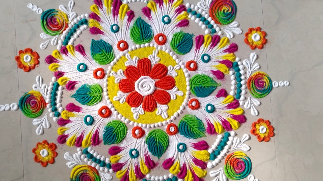 ♥️♥️♥️♥️ beautiful multi coloured rangoli big size mast relaxing ️ ️ ️ ...