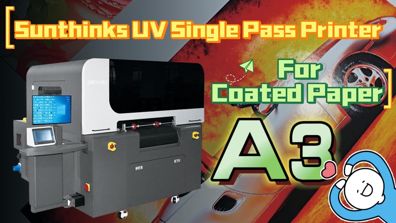 Sunthinks A3 UV Single Pass Printer For Coated Paper Printing. - YouTube