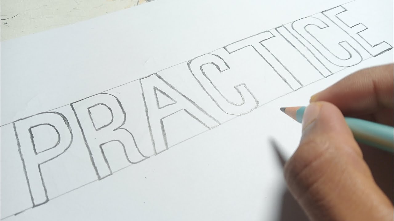 Practice Art Tutorial in English | How To Art Practice Word Step by ...