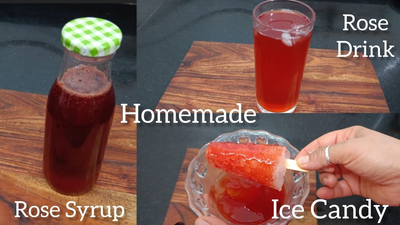 Homemade Rose Syrup| Homemade Roohafza| Rose Drink| Rose Ice Candy ...