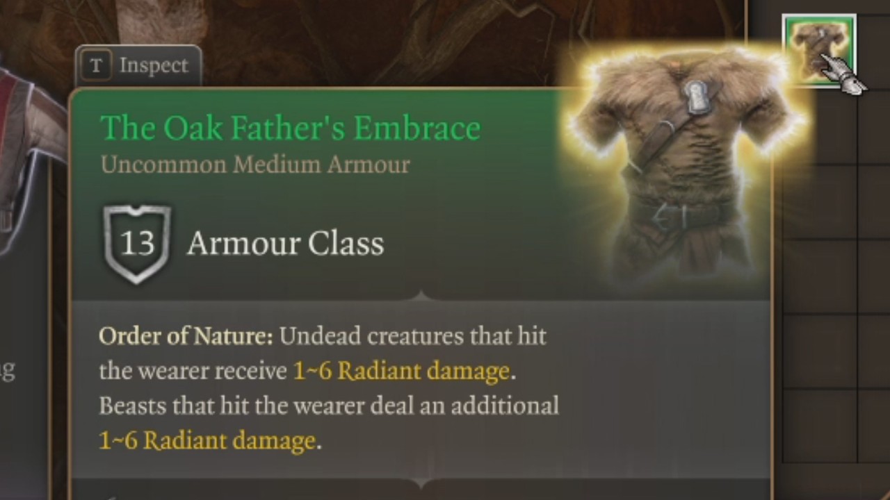 The Oak Fathers Embrace Medium Armour Location | Order of Nature ...